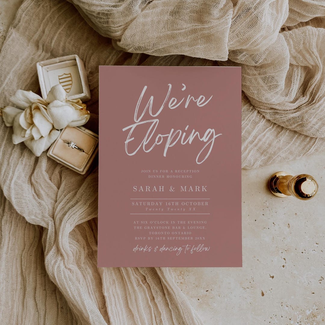 We're Eloping Reception Invitation, Boho Elopement Announcement ...