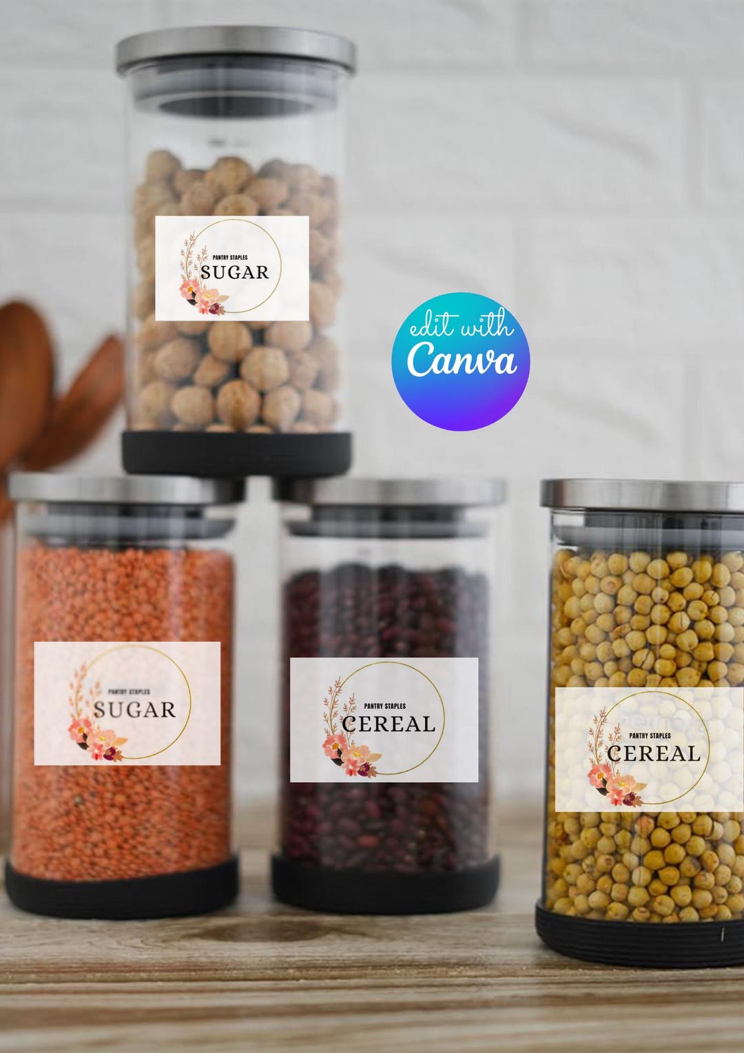 Editable Pantry Labels, Custom Sticker Labels, Custom Modern Minimalist ...