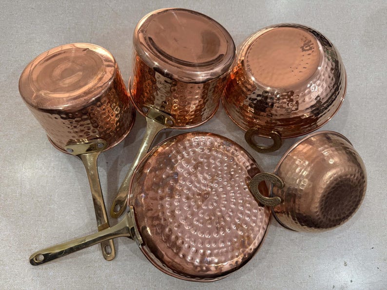 Handmade Copper Cookware Set - 10 Piece With Brass Handles - Etsy