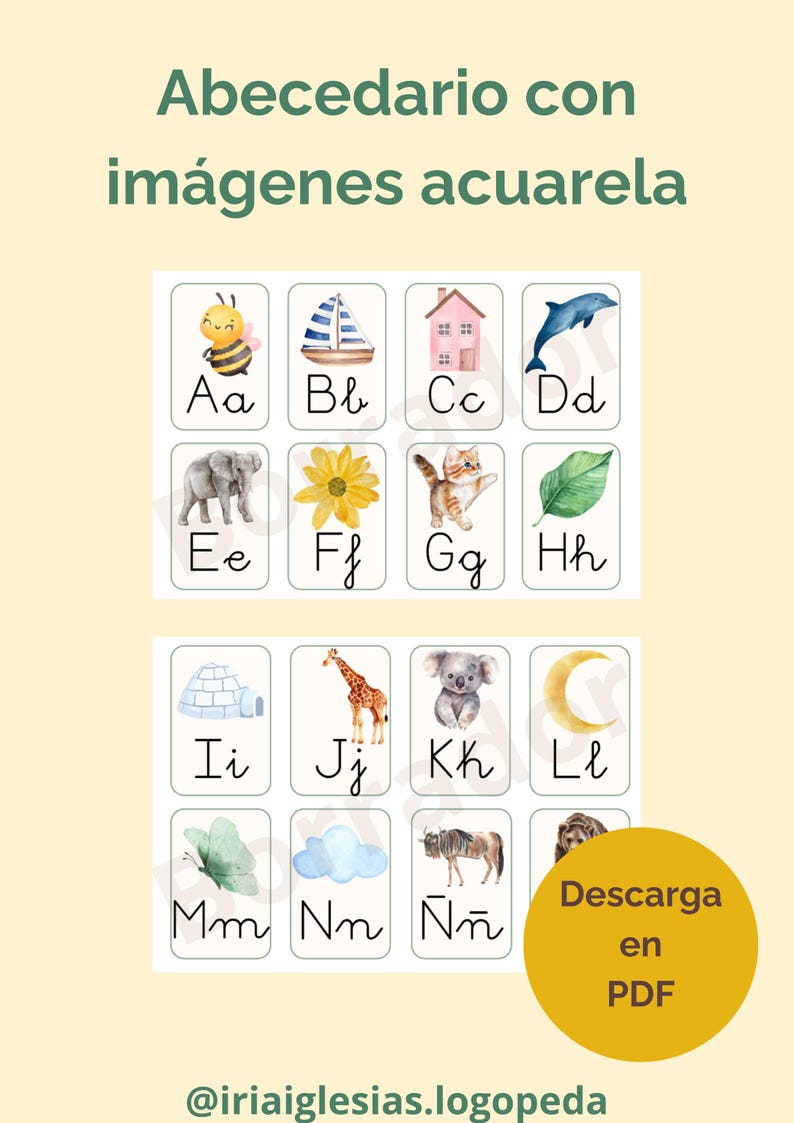 Abecedario imprimible. Tarjetas alfabeto español para favorecer ...