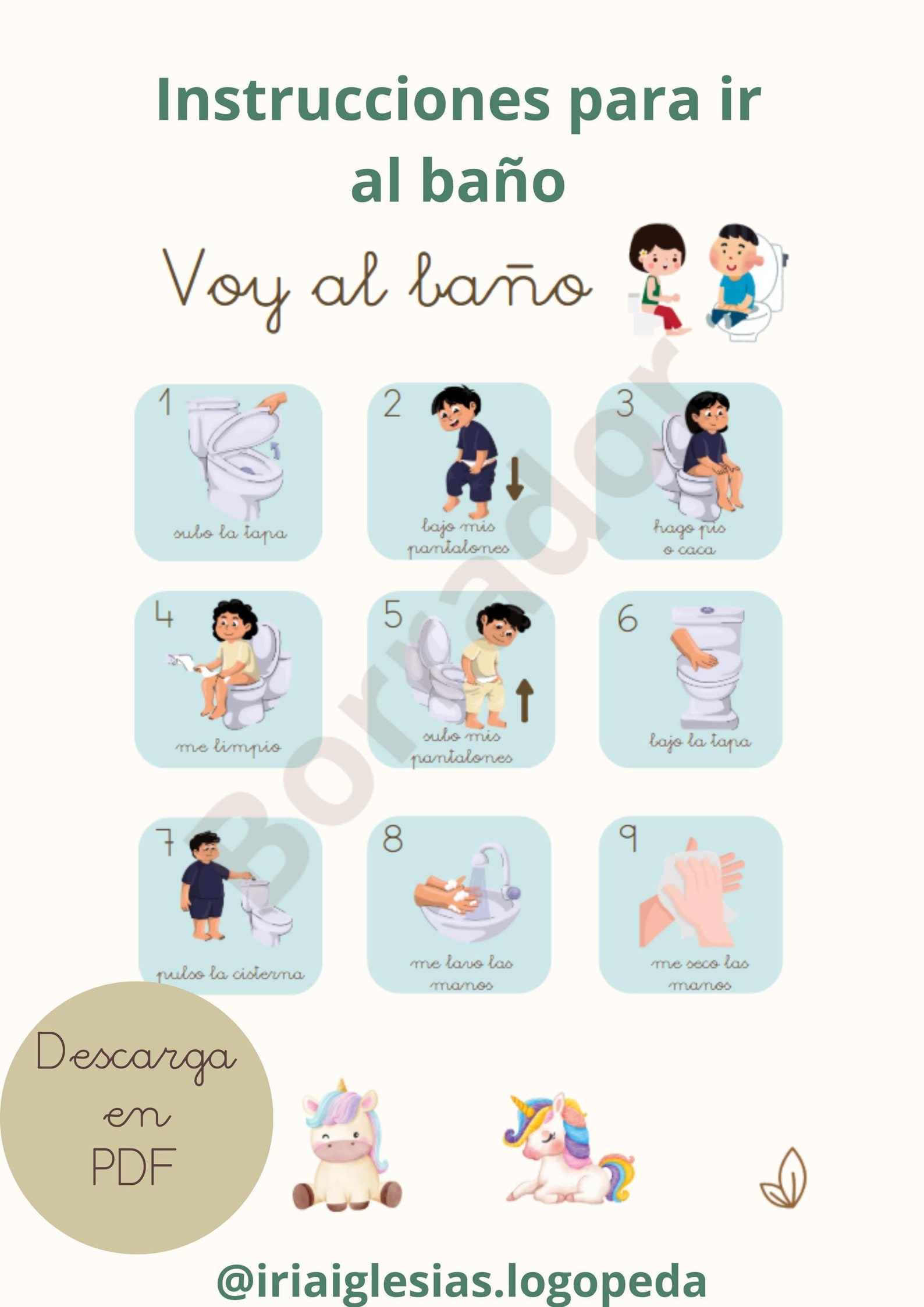 Plantilla ayuda ir al baño niños. Tarjetas infantiles para aprender a ...