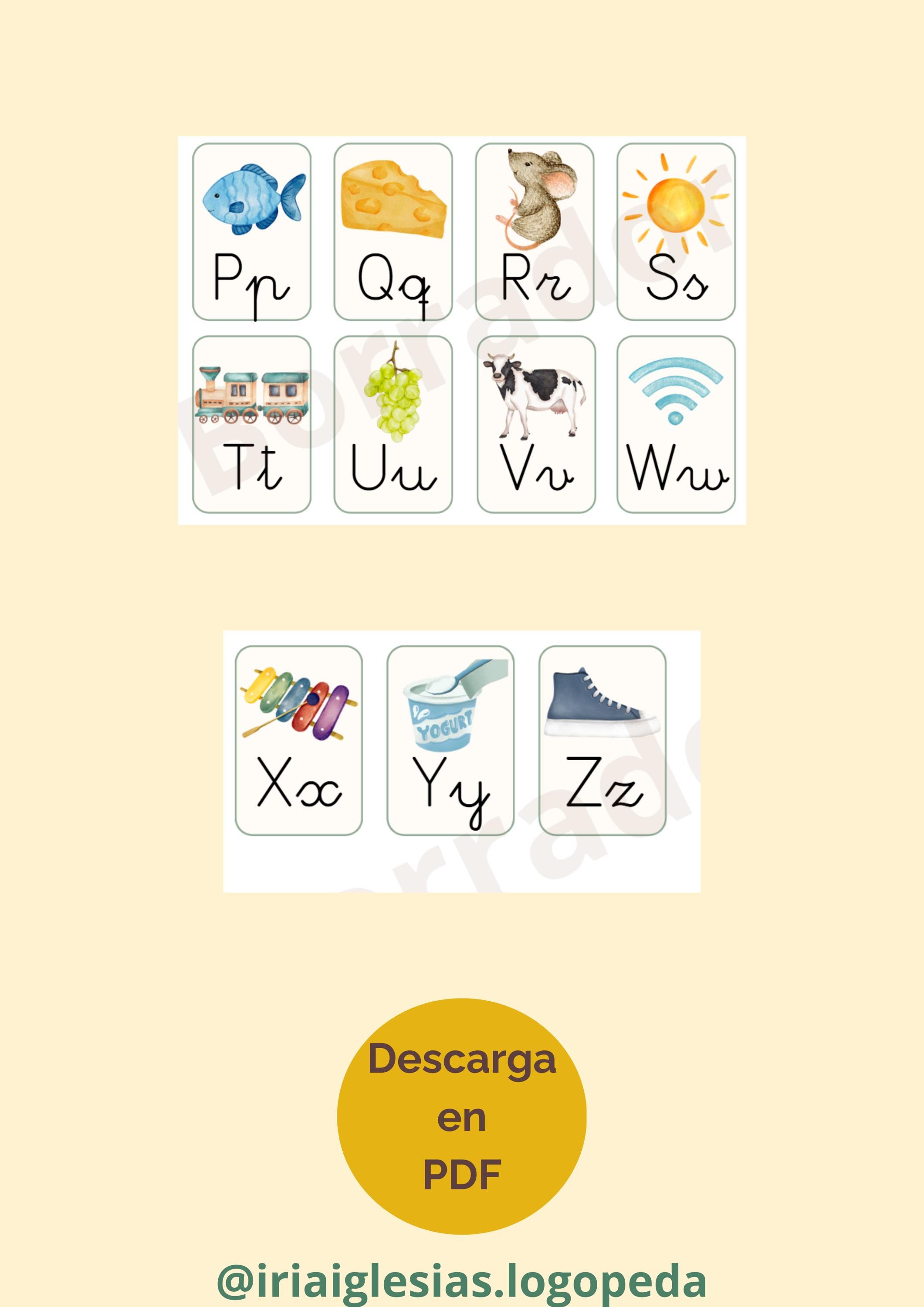 Abecedario imprimible. Tarjetas alfabeto español para favorecer ...