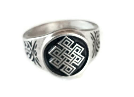 Endless Knot Ring symbol in Jainism Hinduism and Buddhism Etsy