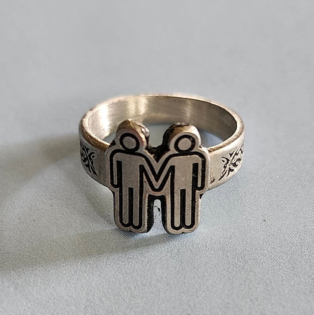 Ladies Double Male Symbol People Figures Gay Pride Pewter Ring - Small ...