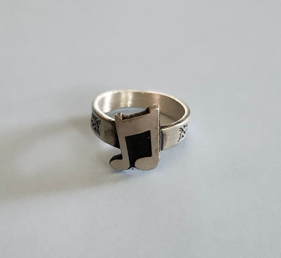 Beam Music Note Pewter Ring - Small Sizes 4 to 7 + Half Sizes - Petite ...