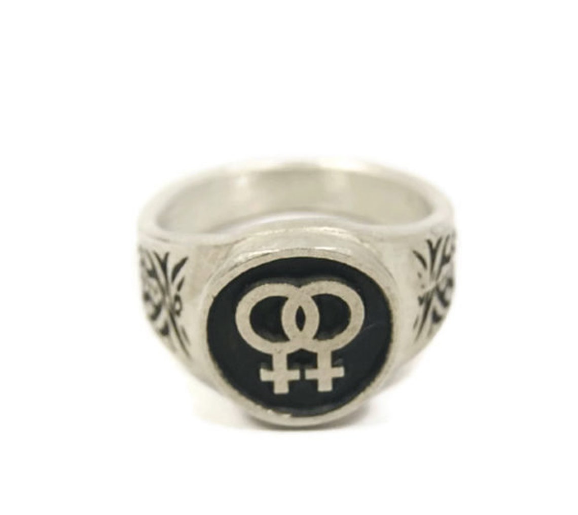 Lesbian Pride Ring Double Female Symbol Gay Bisexual - Etsy