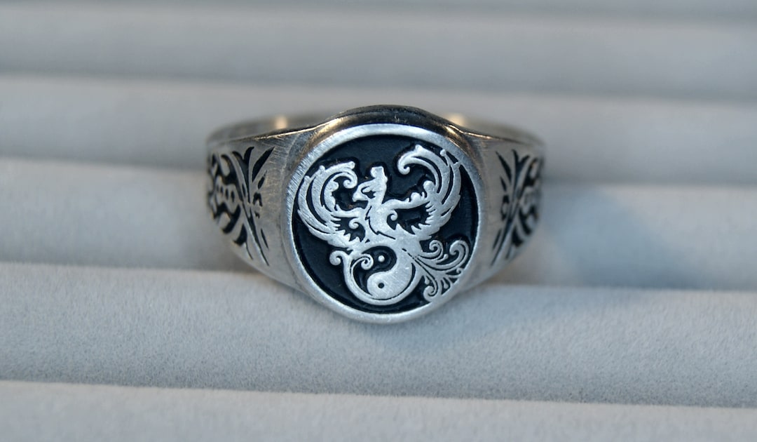 Rising Phoenix Yin Yang Ring - Spirit Animal Fire Passion Bird Rebirth ...
