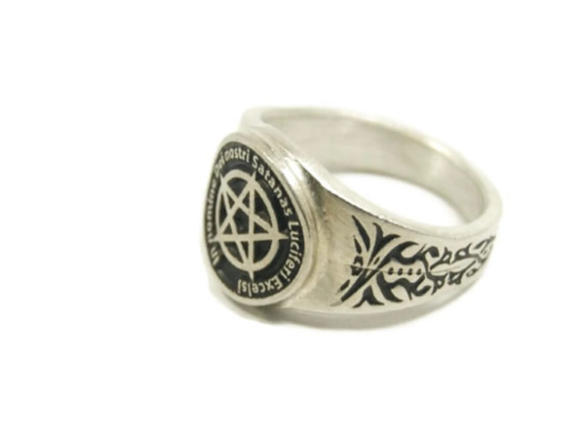 Satan Invocation Pentacle Ring Design Occult | Etsy