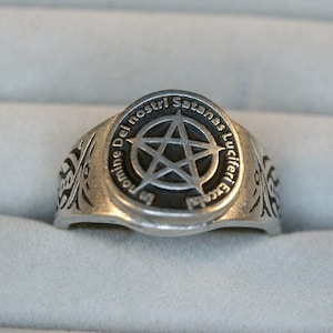 Satan Invocation Pentacle Ring Design - Occult Satanic Magick ...