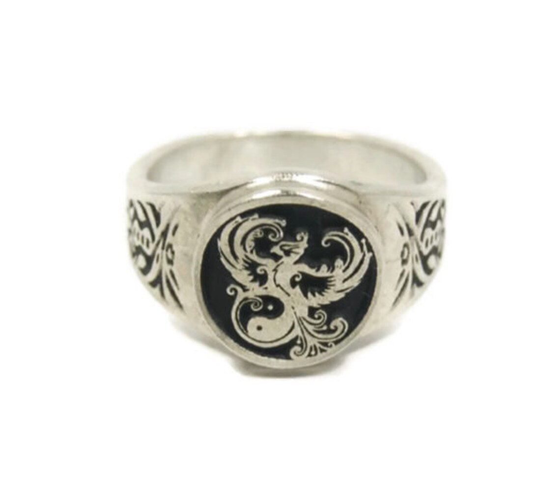 Rising Phoenix Yin Yang Ring - Spirit Animal Fire Passion Bird Rebirth ...