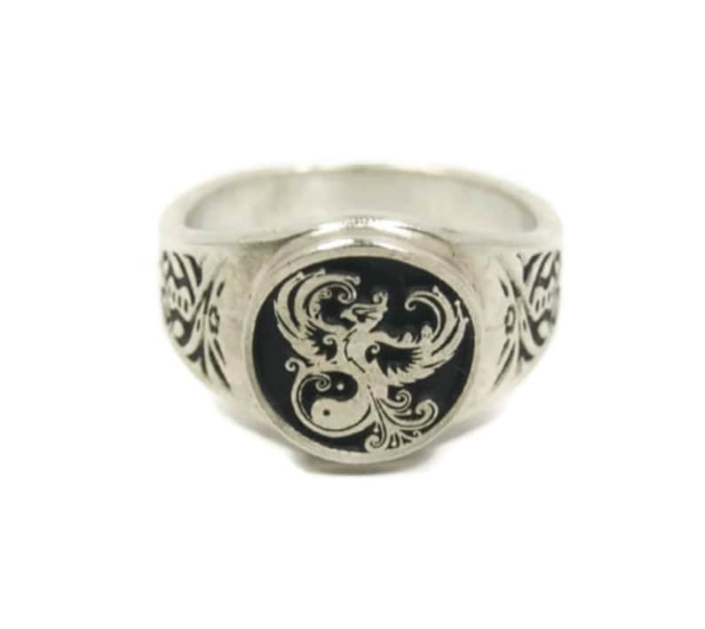 Rising Phoenix Yin Yang Ring - Spirit Animal Fire Passion Bird Rebirth ...