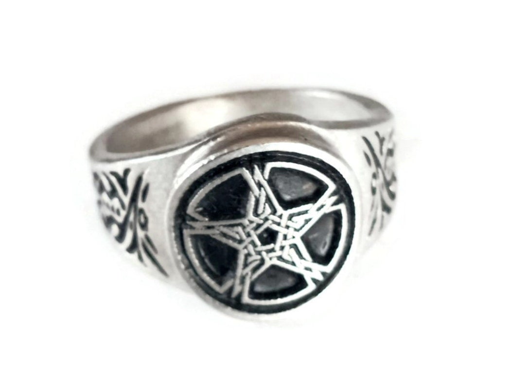Double Pentagram Ring - Wiccan Balance of the Triple Goddess Satanism ...