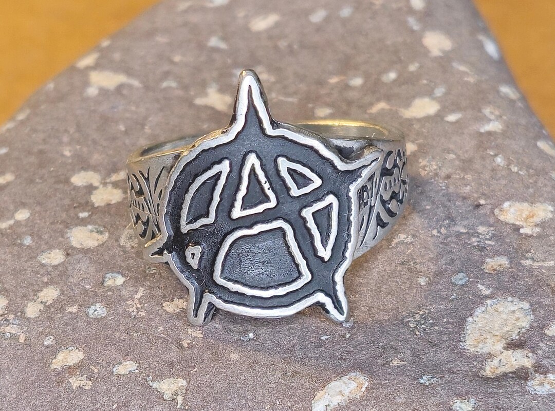Anarchy Ring - Anarchist Symbol - Lawlessness - Disorder - Sizes 7 to ...