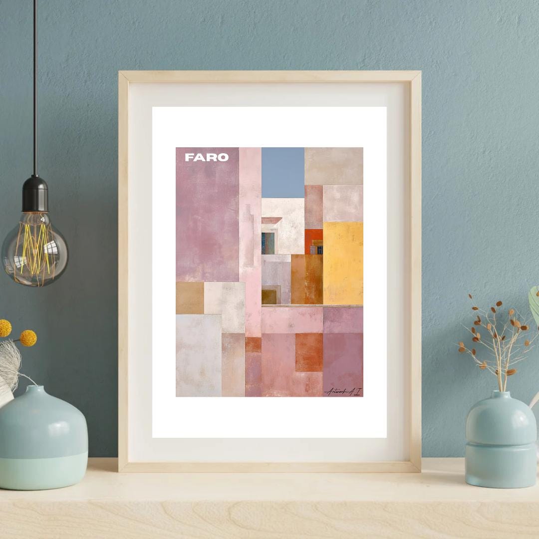 Faro Wall Mural | Abstract Algarve Art | Modern Architecture Poster ...