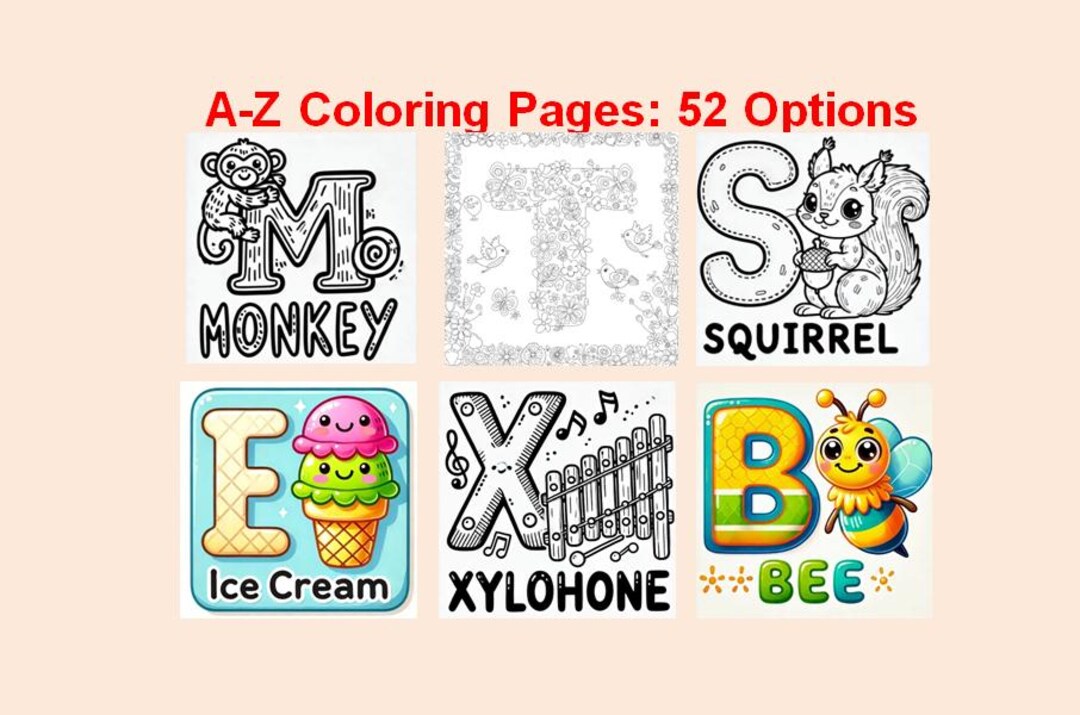 52 Coloring Pages: A to Z, English ABC Coloring, Coloring for Young ...