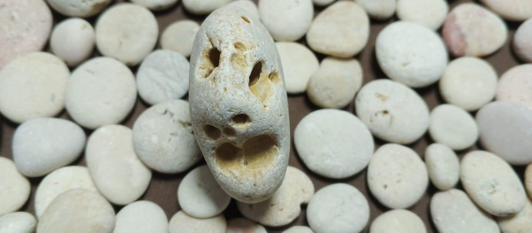 Pebbles From Mediterranean, Stones Crafting, Chicken God Stone, Holey ...