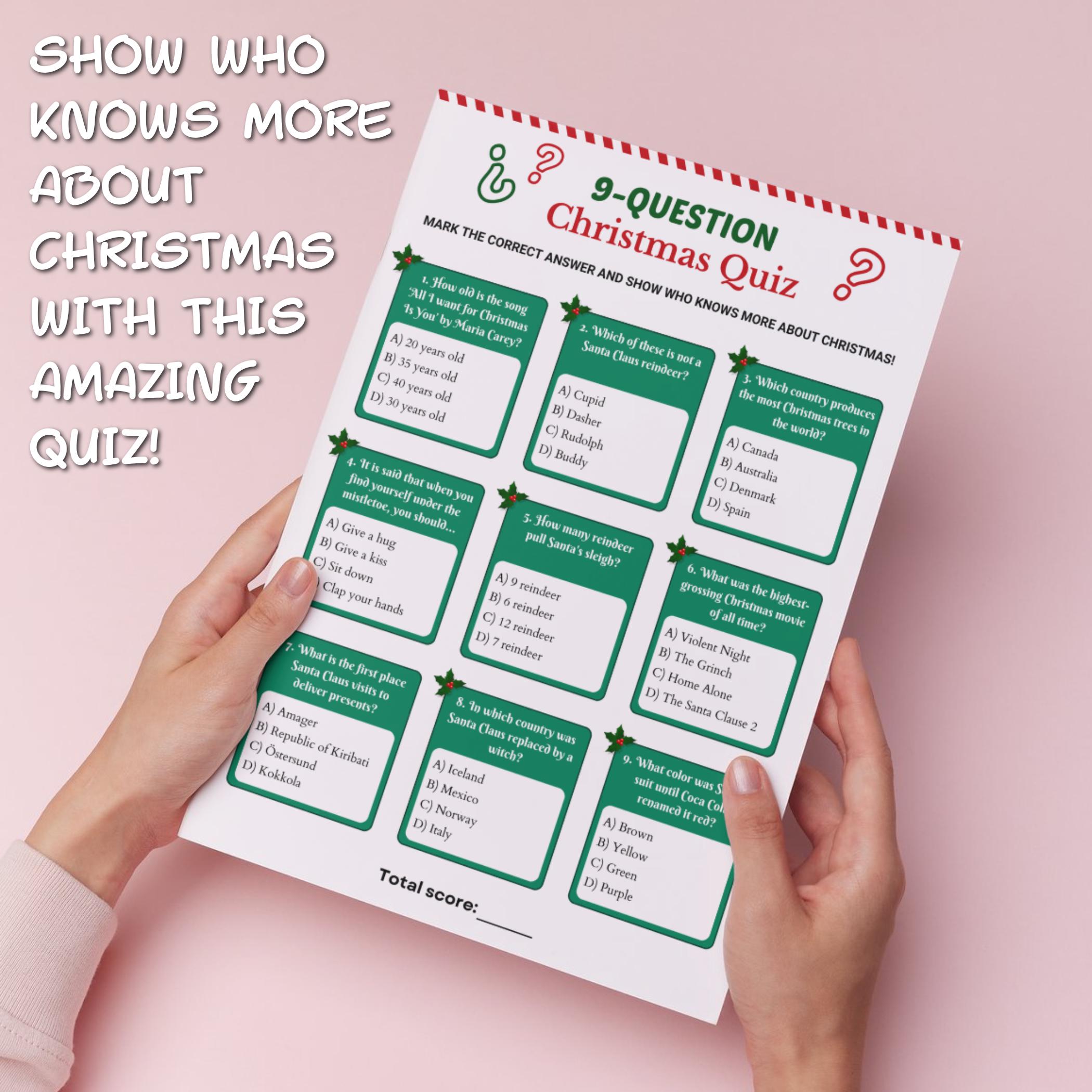 New Christmas Quiz Game, Printable Christmas Game, Christmas Party Game ...