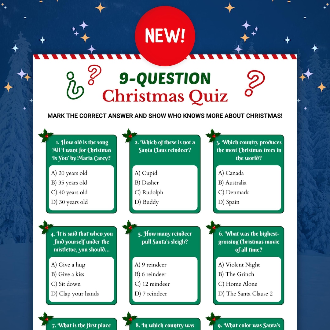 New Christmas Quiz Game, Printable Christmas Game, Christmas Party Game ...