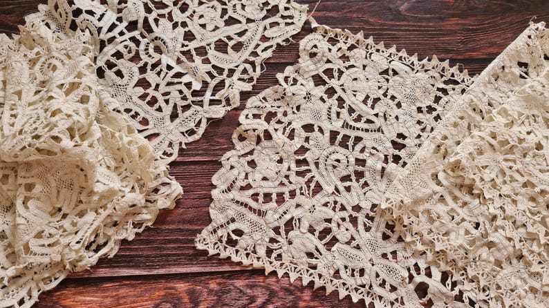 Two Antique Bruges Lace Borders for Sale- Perfect for Display or ...