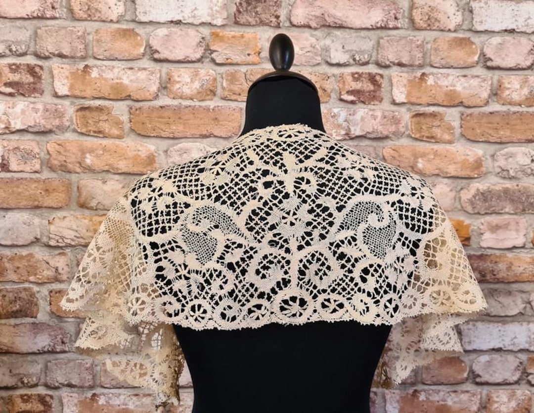 Rare Antique Maltese Lace Bertha Collar - Honey Silk - 19th Century ...