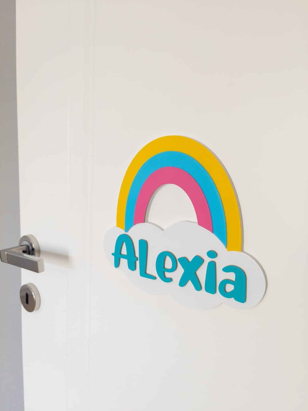Rainbow Cloud Name Sign Personalized Door Hanger Custom Sign Kids Room ...