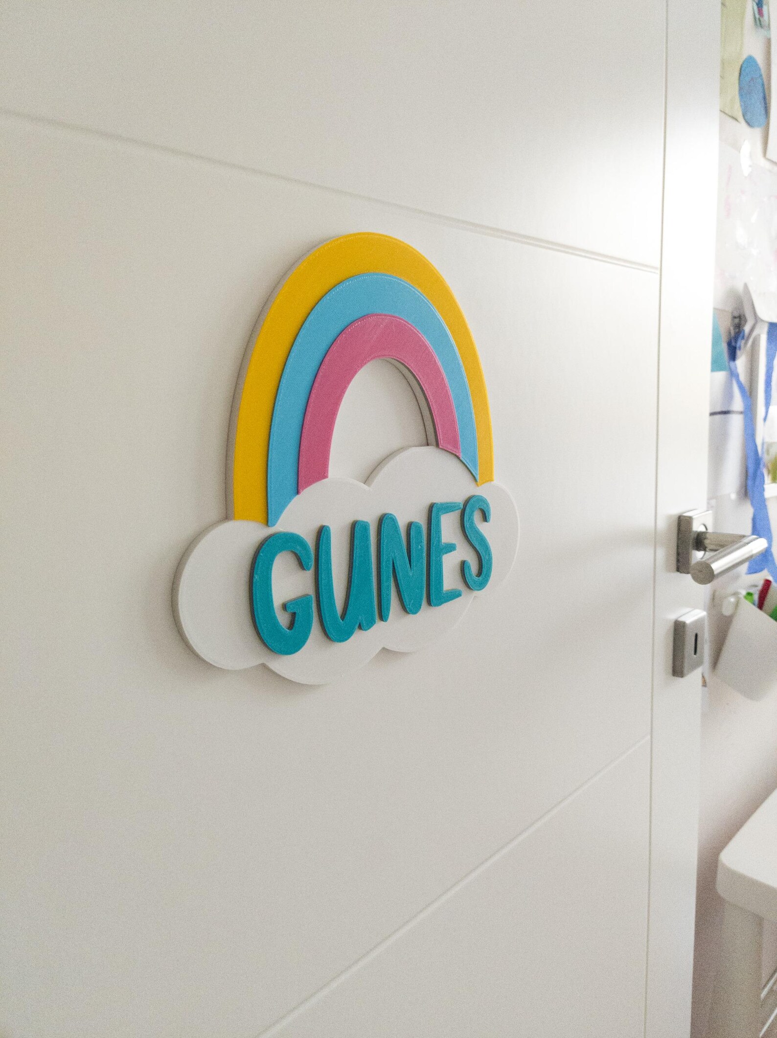 Rainbow Cloud Name Sign Personalized Door Hanger Custom Sign Kids Room ...