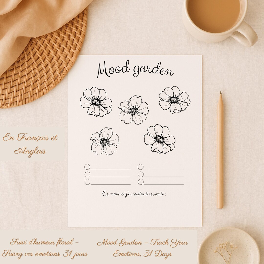 Printable Mood Tracker – Floral Mood Tracker | Monthly Emotion and Well ...