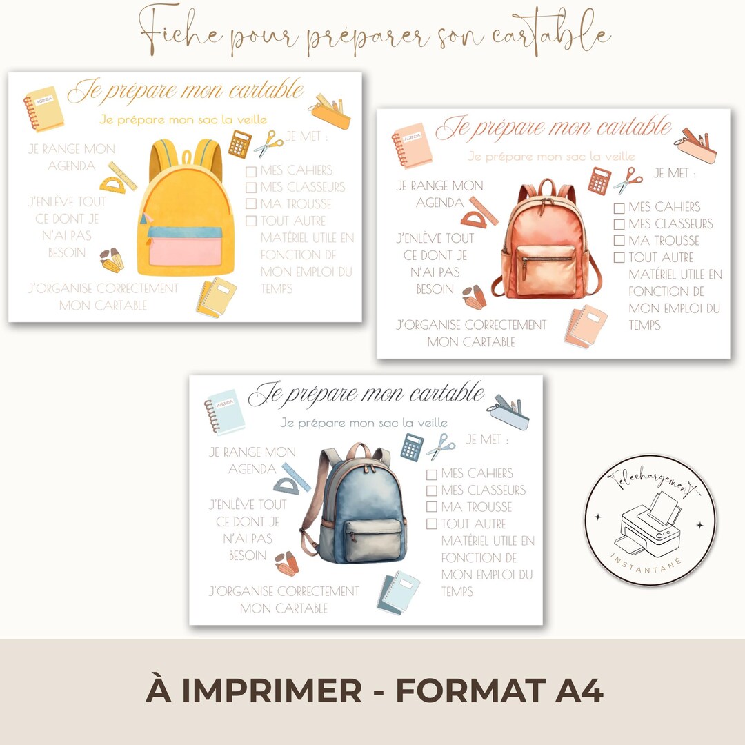 Printable Children's Schoolbag Checklist – School Routine PDF – Child ...