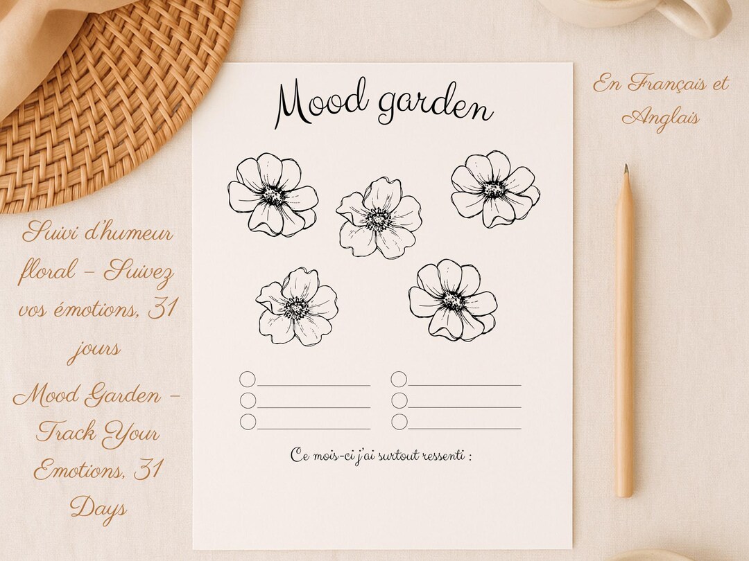 Printable Mood Tracker – Floral Mood Tracker | Monthly Emotion and Well ...