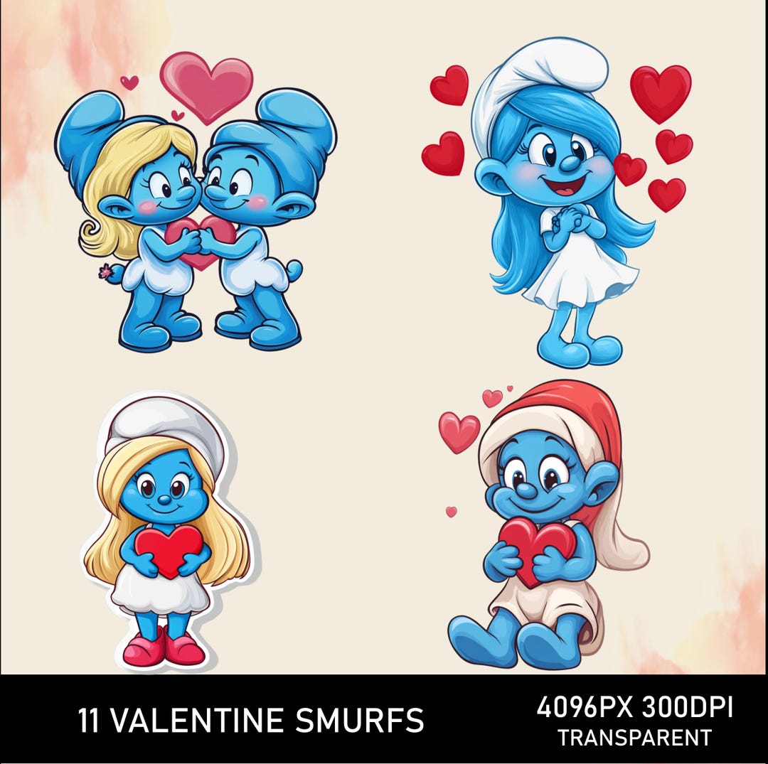 Valentine Day Smurfs Love Dinner Clipart Bundle Cartoon Bundle Clipart ...
