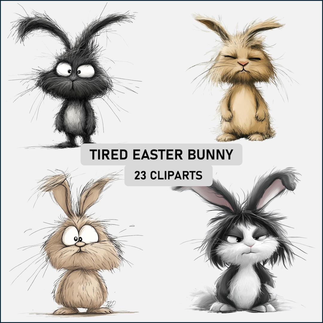 23 Tired Easter Bunny Clipart Easter Printables, Graphics, Bunny ...