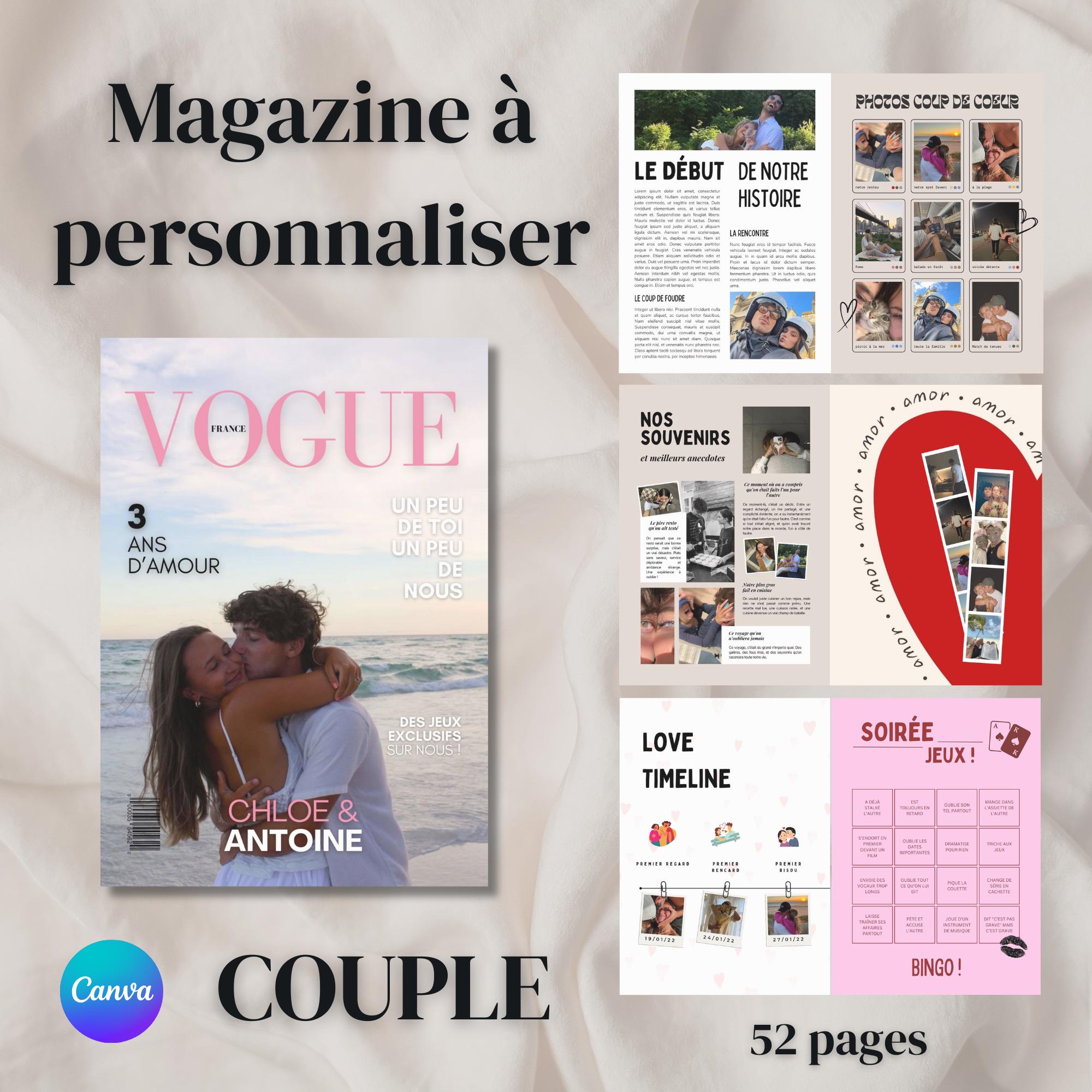 Modèle de magazine Vogue à personnaliser - couple édition - Etsy France
