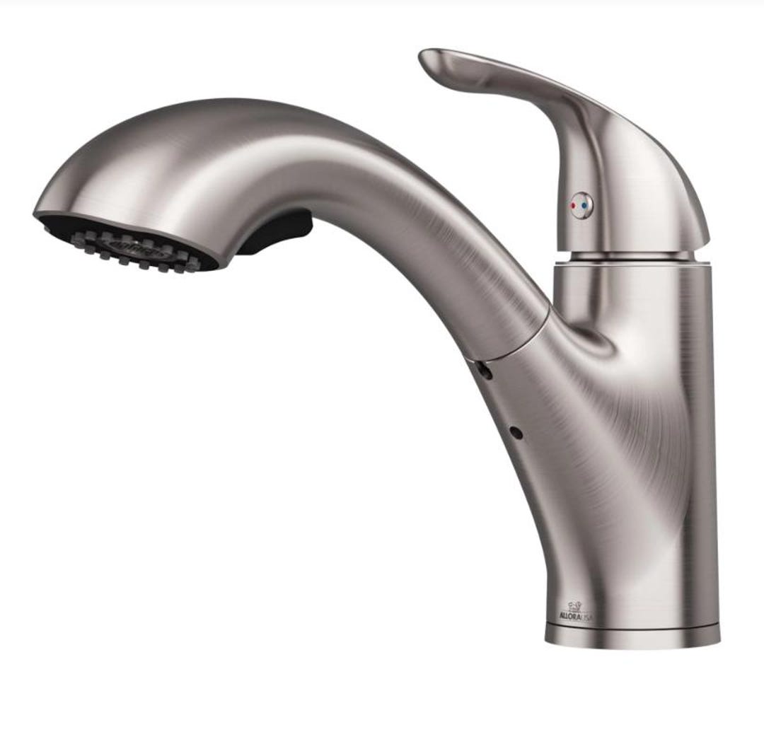 Low-profile Pull-out Kitchen Faucet, Brushed Nickel, Adjustable Spray ...