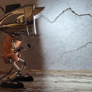 Handcrafted Robot Lamp: Fully Poseable Desk Light, Retro-steampunk ...