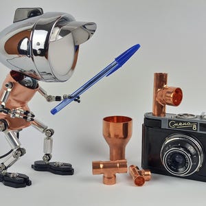 Handcrafted Robot Lamp: Fully Poseable Desk Light, Retro-steampunk ...