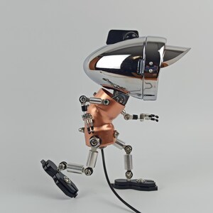 Handcrafted Robot Lamp: Fully Poseable Desk Light, Retro-steampunk ...