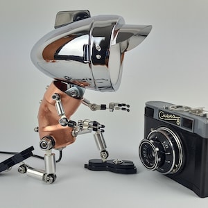 Handcrafted Robot Lamp: Fully Poseable Desk Light, Retro-steampunk ...