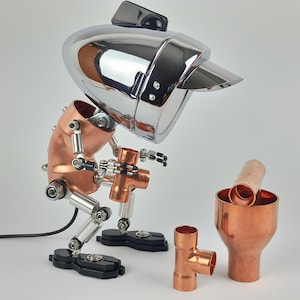Handcrafted Robot Lamp: Fully Poseable Desk Light, Retro-steampunk ...