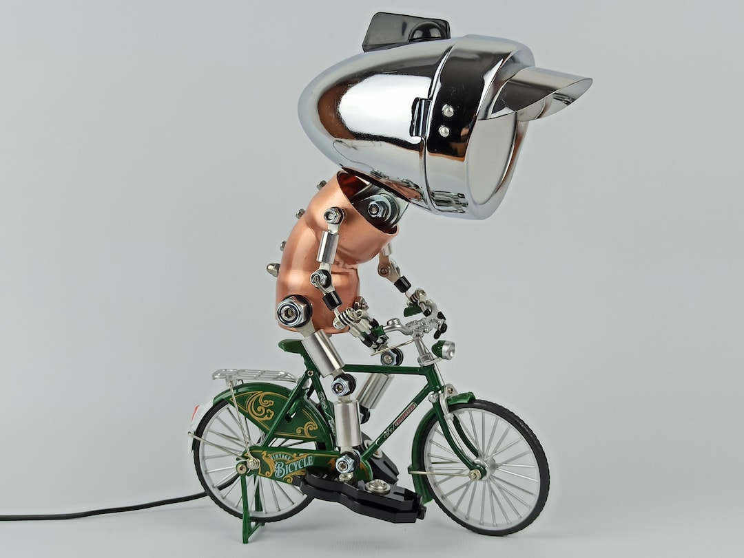 Ub-steven Handcrafted Cyclist Robot Lamp Fully Poseable Robot Desk ...