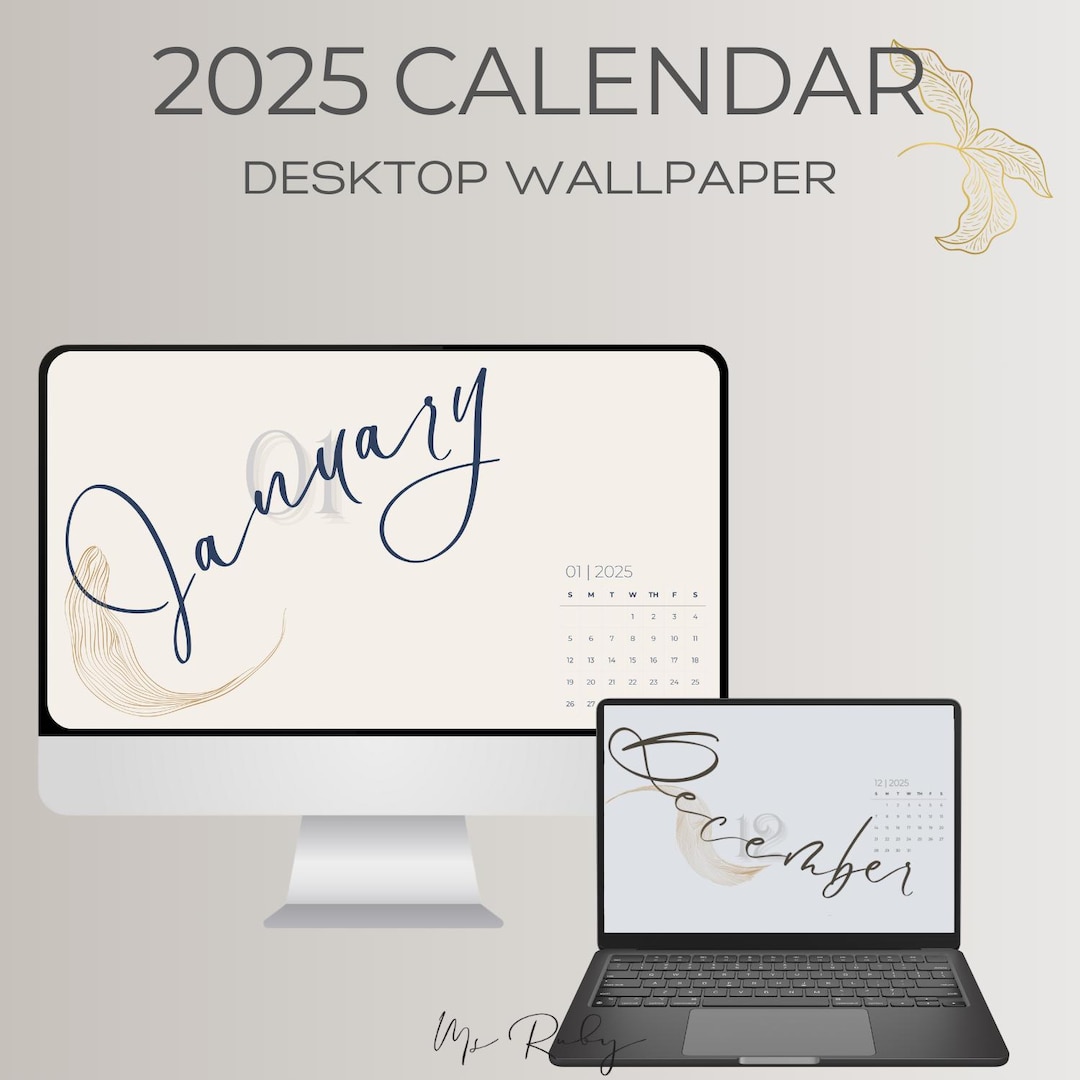 2025 Desktop Wallpaper Calendar | Classic Neutral Elegant Aesthetic ...