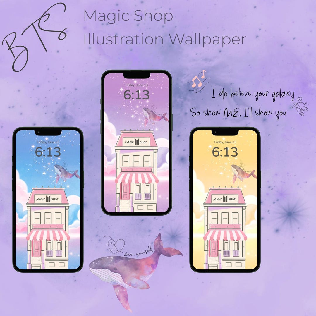 BTS Magic Shop Illustration Wallpaper | ARMY Aesthetic | HD Phone ...