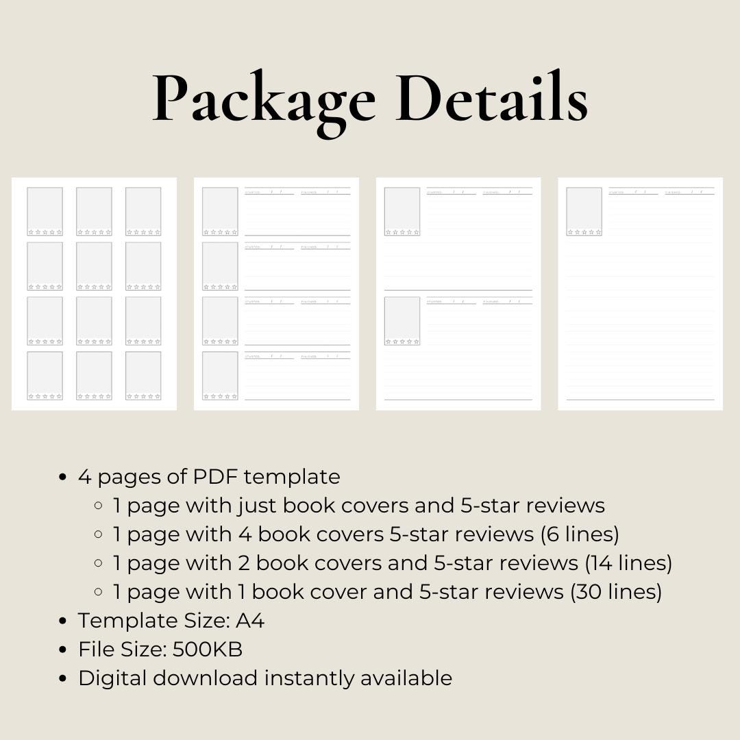 5-star Review Templates for Book Journal, Movie Review, Food Review ...
