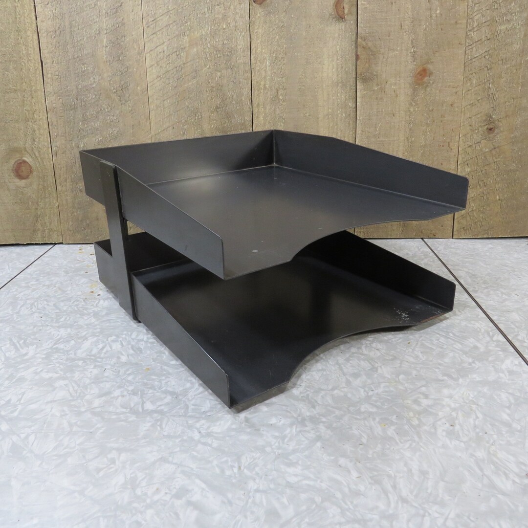 Vintage Steelcase Cantilever Metal Stacking Desk Trays in and Out File ...