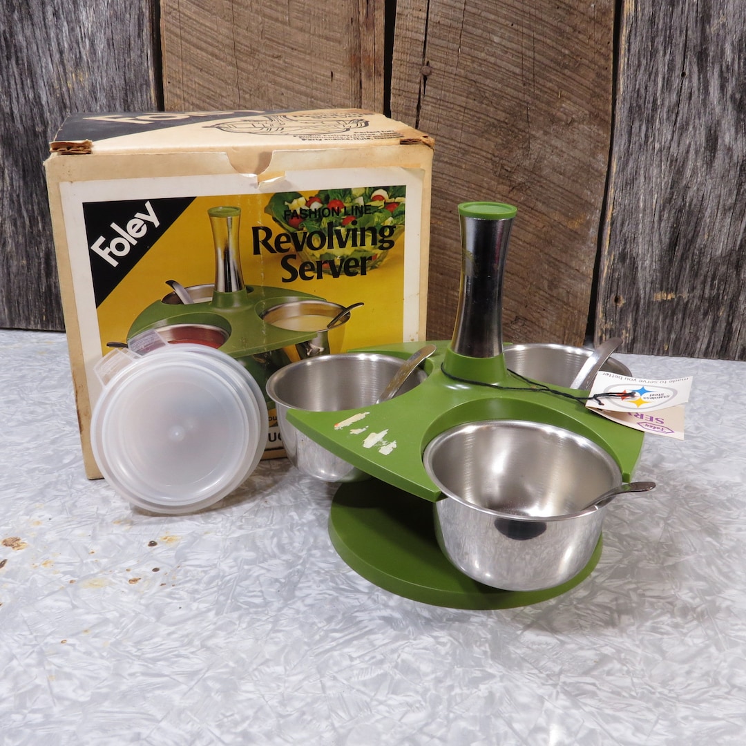 Vintage Foley Avocado Green Revolving Server in Original Box ...
