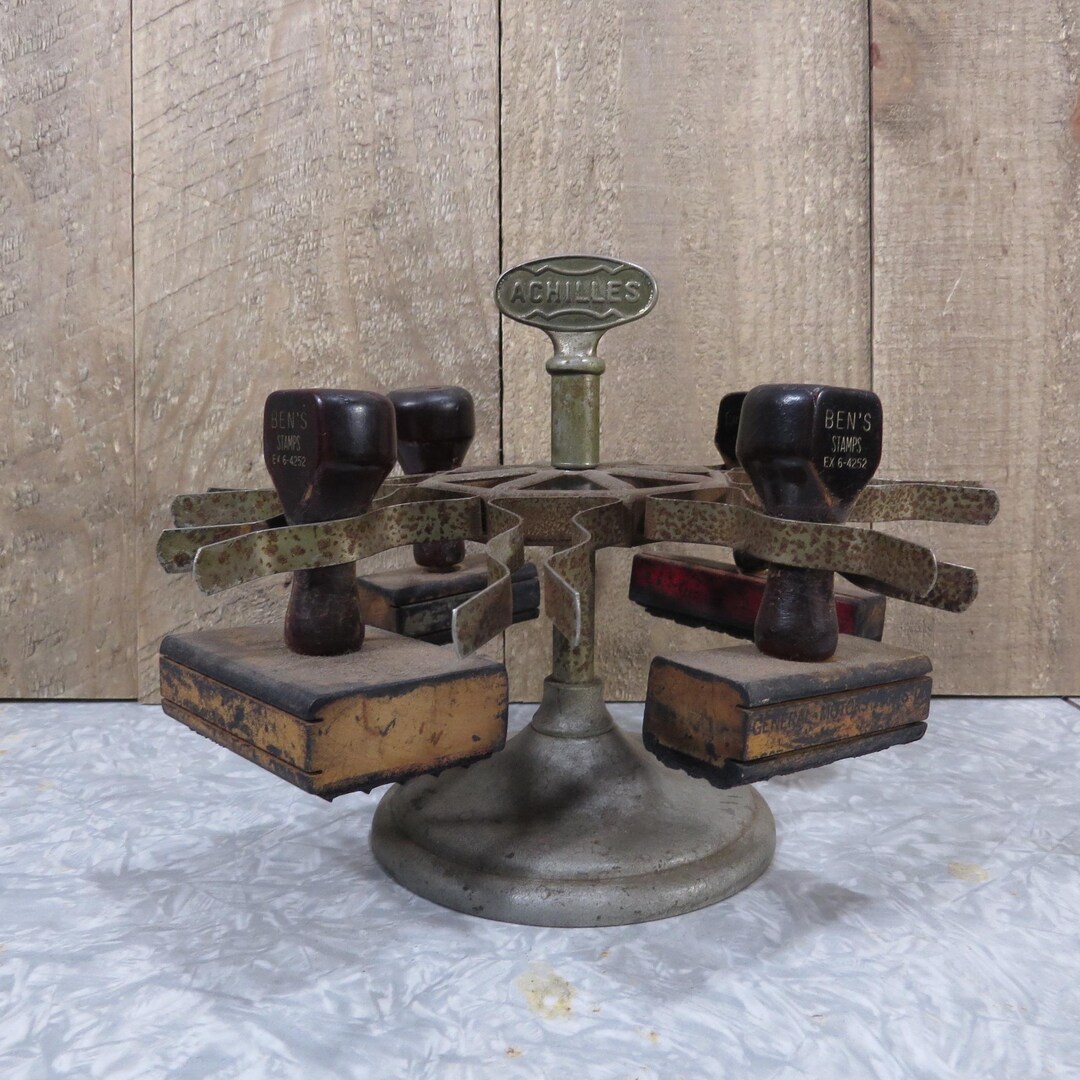 Vintage 8 Slot Rubber Stamp Holder Carousel With Stamps, Retro ...