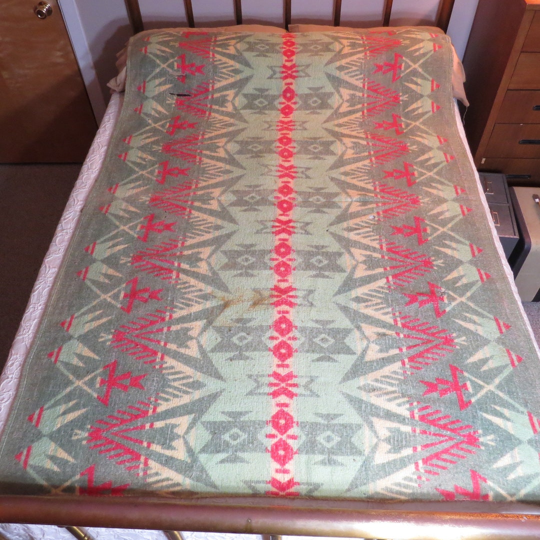 Vintage Mid Century Indian Camp Blanket Reversible Beacon Southwest ...