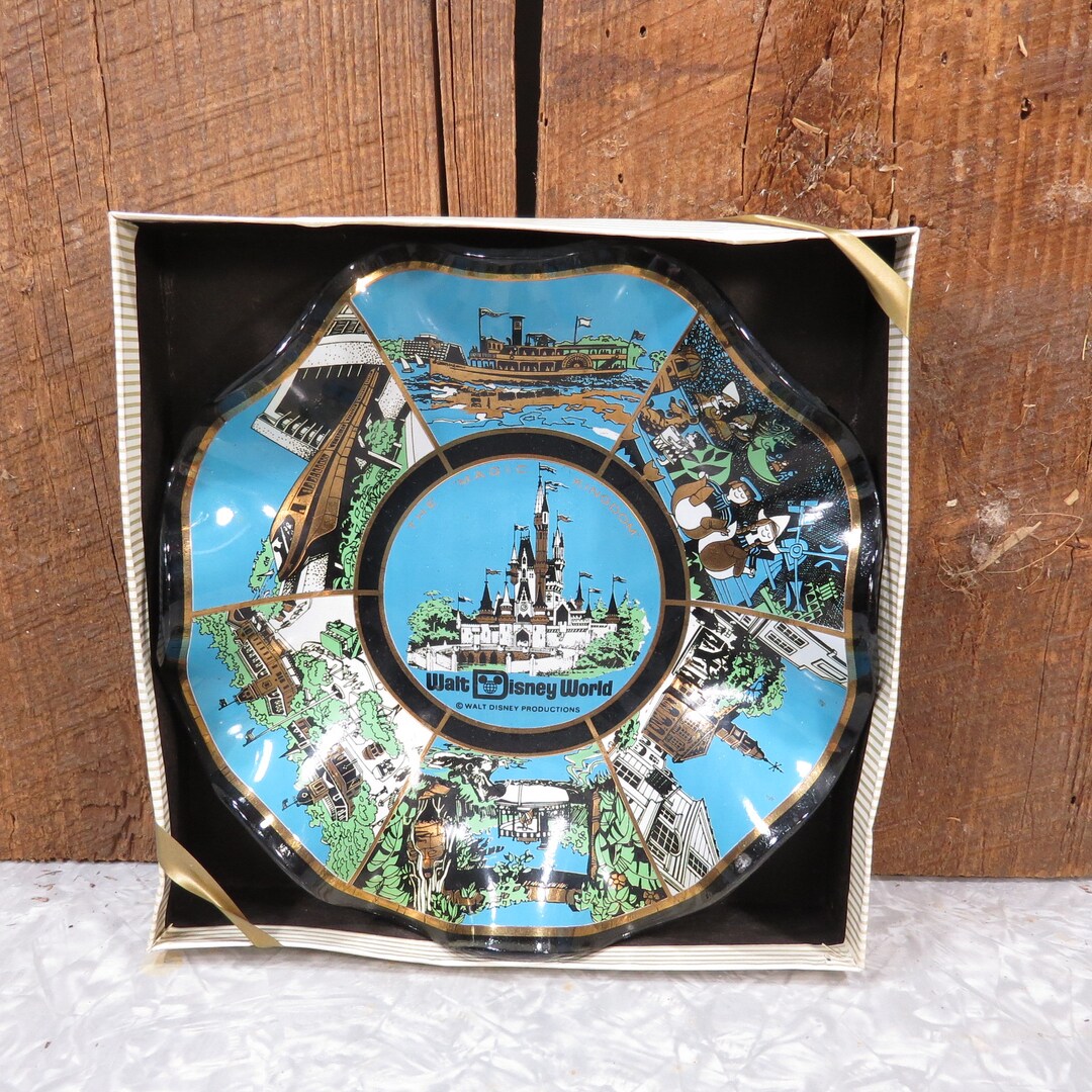 Vintage Walt Disney World Ruffled Glass Candy Dish With Gold Trim ...