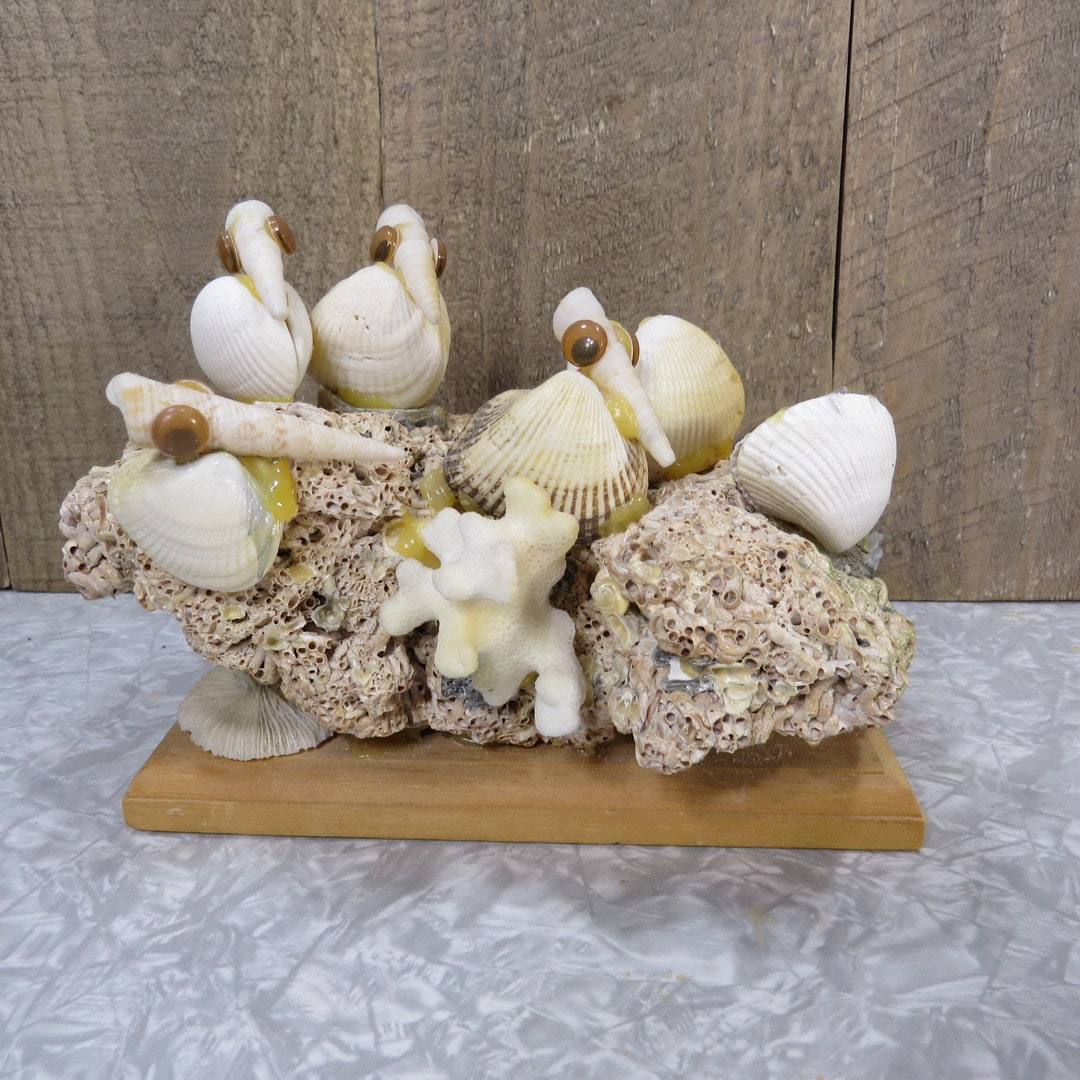 Vintage Googly Eye Sea Shell Birds Figurine, Midcentury Kitschy Beach ...
