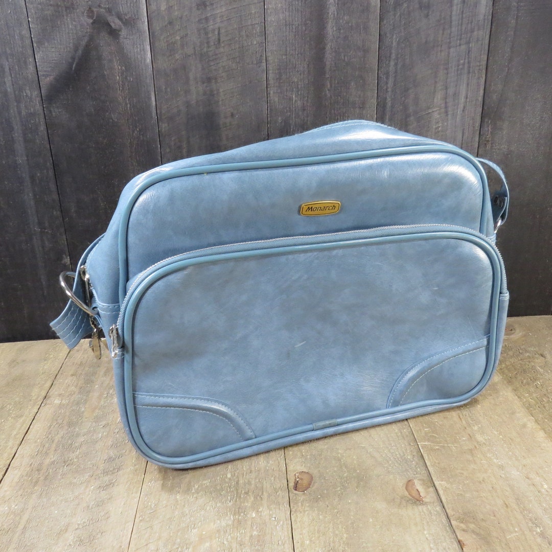 Vintage Monarch Luggage Flight Bag, Midcentury Blue Airplane Carry on ...