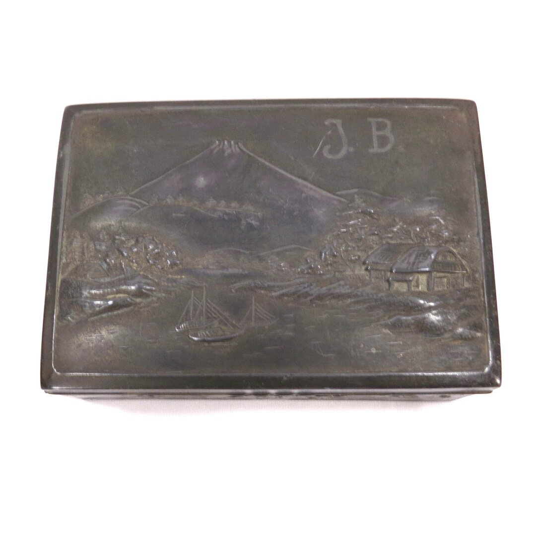 Vintage 1920s Heavy Metal Asian Design Trinket Box / Cigarette Box ...